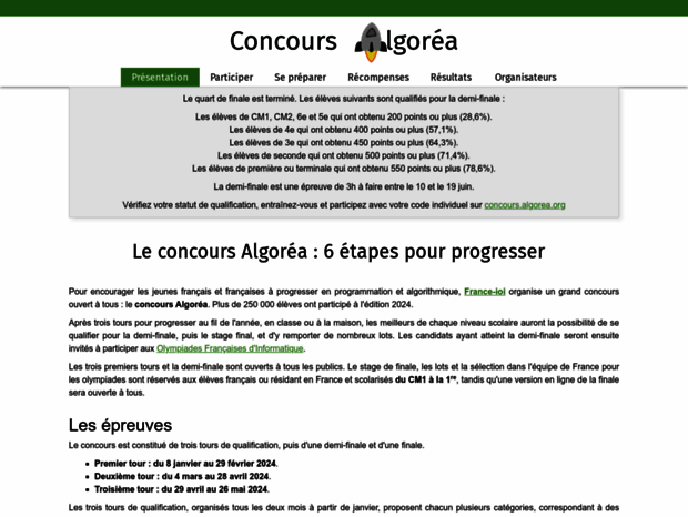 Bienvenue au algorea.org page - Concours Algoréa.