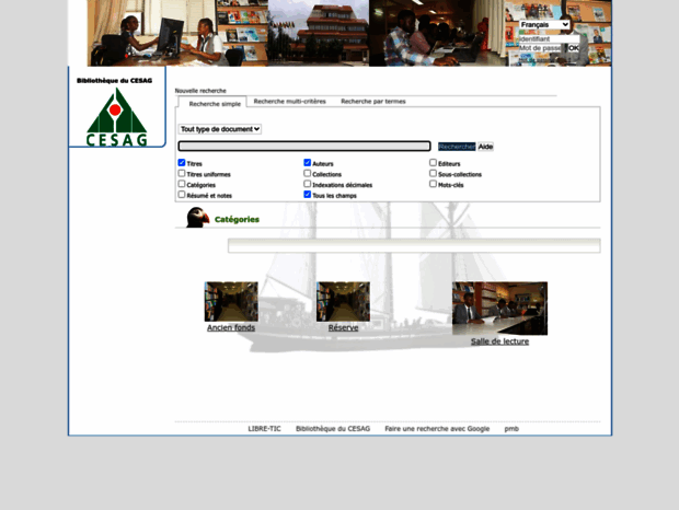 Bienvenue au bibliotheque.cesag.sn page - Catalogue en ligne Bibliothèque du CESAG.