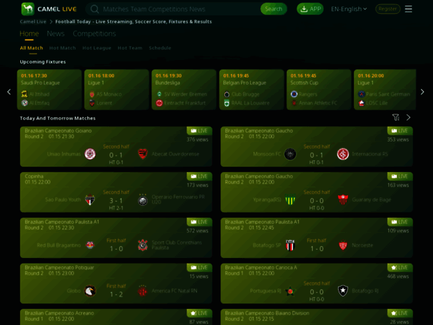 Bienvenue au camel1.live page - Free Football Live Streaming, Score & Fixtures - Camel Live.