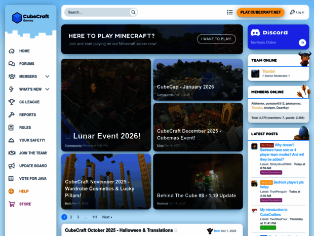 Bienvenue au cubecraft.net page - Official Minecraft Server Partner | CubeCraft Games.