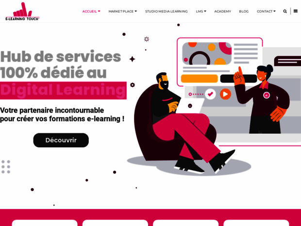 Bienvenue au elearningtouch.com page - E-learning Touch' - Hub de services Digital Learning.