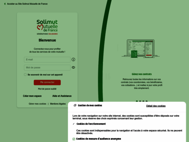 Bienvenue au espaceadherent.solimut.fr page - Espace Adhérent.