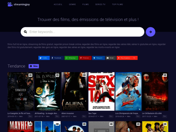 Bienvenue au fr.streamingjoy.com page - Streamingjoy - Streaming gratuit de films, regarder des ...