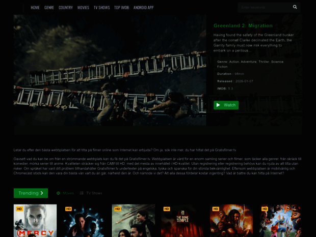 Bienvenue au gratisfilmer.tv page - Gratisfilmer.tv - Titta på gratis ...