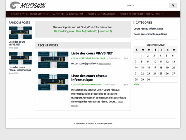 Bienvenue au mcours.net page - Cours, tutoriaux et travaux pratiques.
