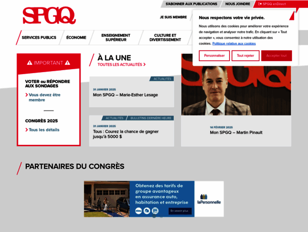 Bienvenue au spgq.qc.ca page - Accueil - SPGQ.