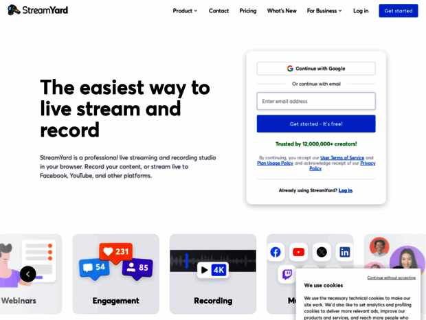Bienvenue au streamyard.com page - StreamYard.