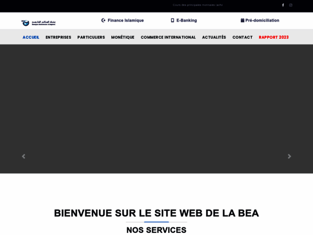 Bienvenue au bea.dz page - BEA – Banque Extérieure D'Algérie.