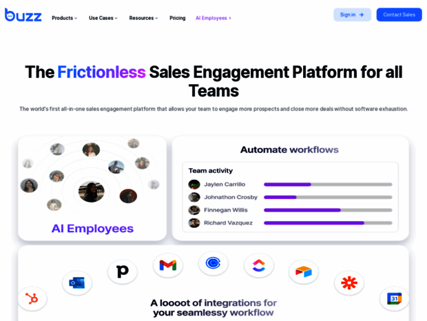 Bienvenue au buzz.ai page - Buzz AI – B2B Sales Engagement Platform.