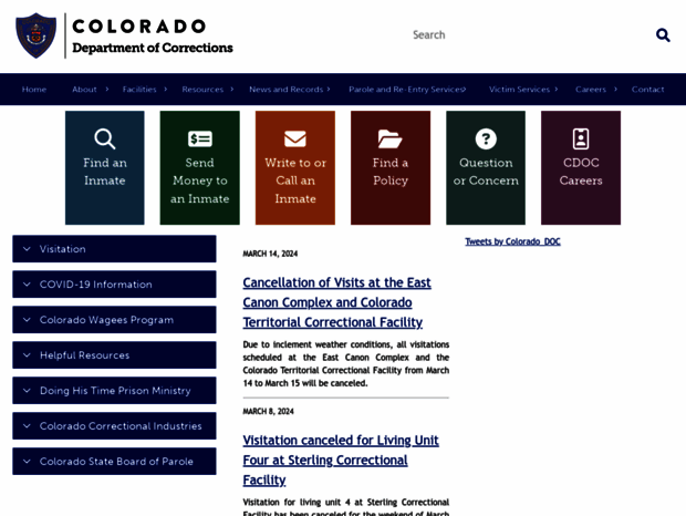 Bienvenue au cdoc.colorado.gov page - Home | Department of Corrections.