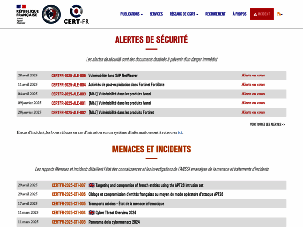 Bienvenue au cert.ssi.gouv.fr page - CERT-FR – Centre gouvernemental de ...