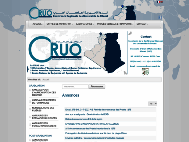 Bienvenue au cruo.univ-oran1.dz page - Conférence Régionale des ...