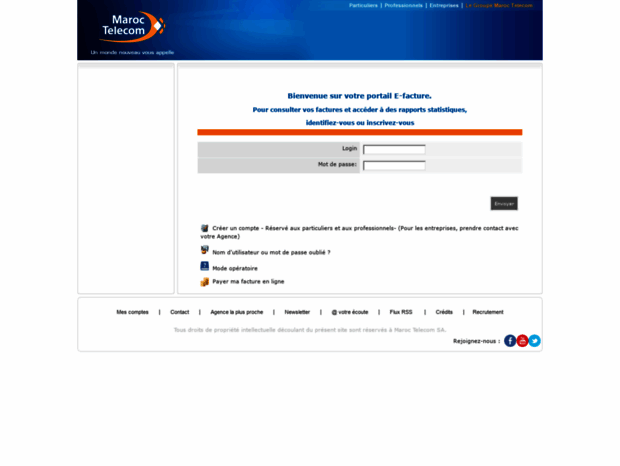 Bienvenue au efacture.iam.ma page - Portail | E-Facture de Maroc Telecom.