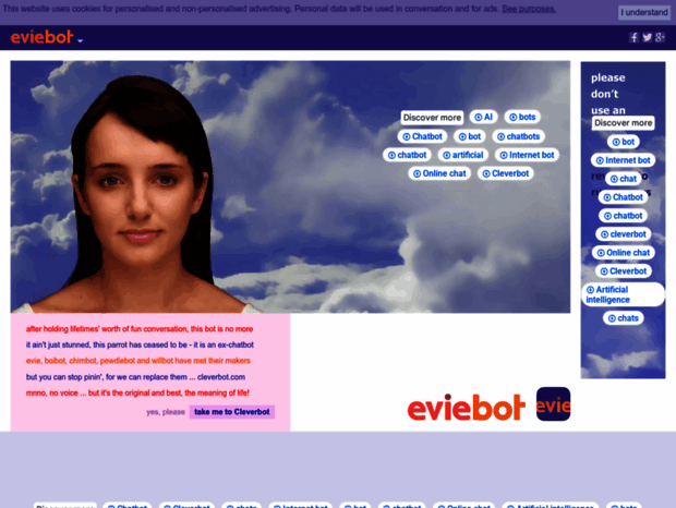 Bienvenue au eviebot.com page - Evie - Eviebot.com - female AI avatar ...