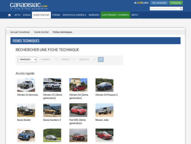 Bienvenue au fiche-technique.caradisiac.com page - Fiche technique auto ...