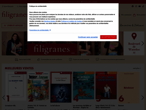 Bienvenue au filigranes.be page - Accueil - Librairie Filigranes.