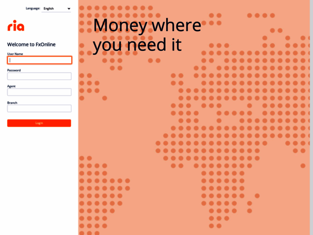Bienvenue au fxonline.riaenvia.net page - Ria - FxOnline Login.
