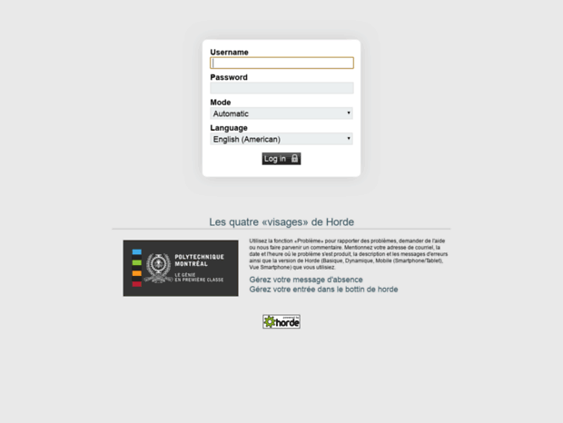 Bienvenue au imp.polymtl.ca page - Horde :: Log in.