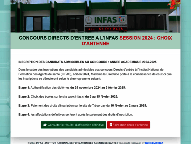 Bienvenue au infas.ciconcours.com page - CONCOURS INFAS 2025.
