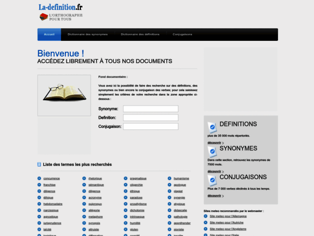 Bienvenue au la-definition.fr page - La-definition.fr - synonymes de la ...