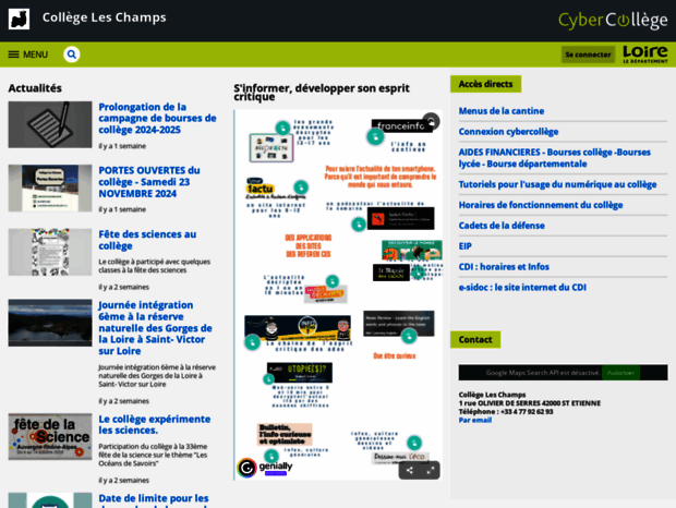 Bienvenue au leschamps.cybercolleges42.fr page - Collège Les Champs.