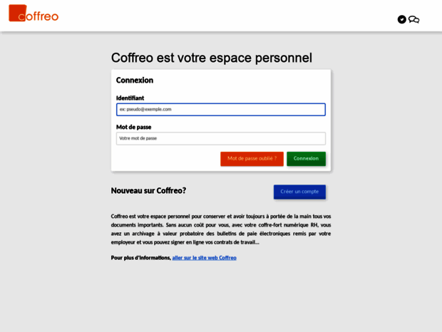 Bienvenue au login.coffreo.com page - Coffreo.
