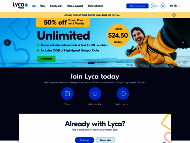 Bienvenue au lycamobile.com page - Best SIM Only Deals, Unlimited Talk ...