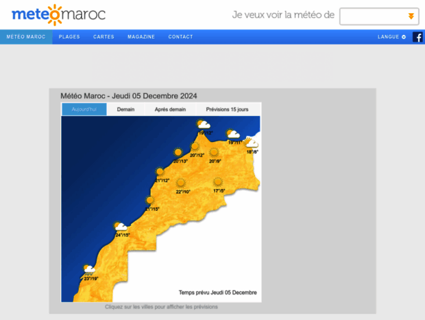 Bienvenue au meteomaroc.com page - Météo Maroc | Prévisions 15 jours.
