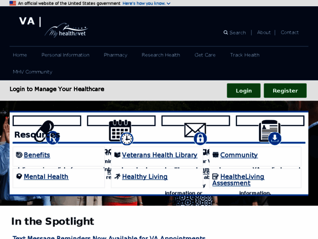 Bienvenue au myhealthyvet.va.gov page - Home - My HealtheVet.