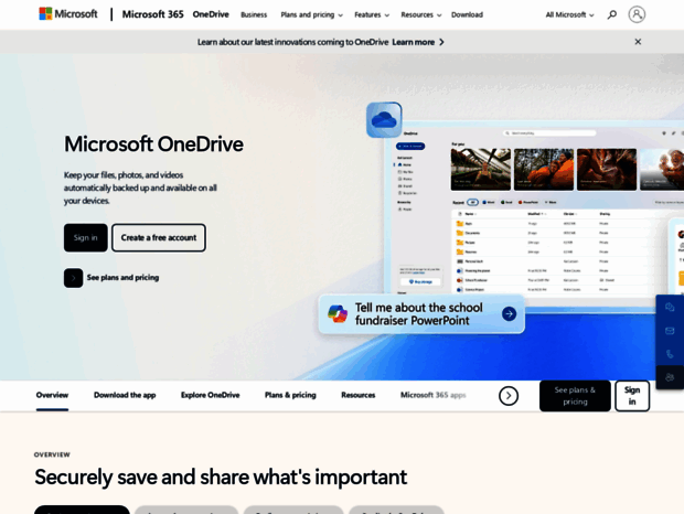 Bienvenue au onedrive.live.com page - Personal Cloud Storage ...