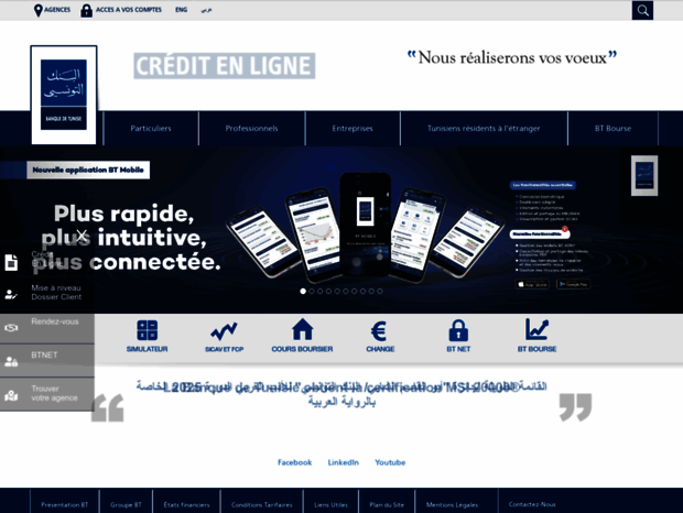 Bienvenue au online.bt.com.tn page - Banque de Tunisie - BT - Banque de ...