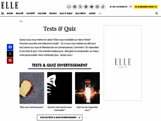 Bienvenue au openask.com page - Tests et quiz gratuits en ligne - Elle.