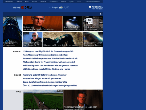 Bienvenue au orf.at page - News.ORF.at.