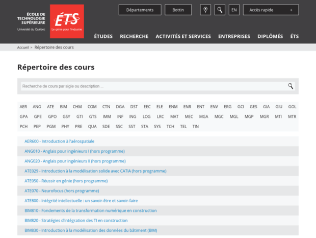 Bienvenue au plan-de-cours.etsmtl.ca page - École de technologie ...