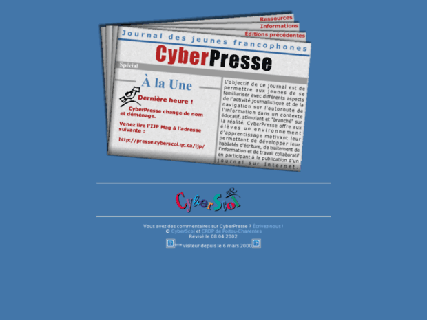 Bienvenue au presse.cyberscol.qc.ca page - CyberPresse.