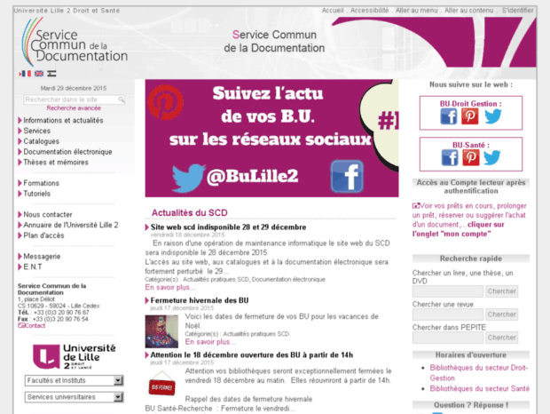 Bienvenue au scd.univ-lille2.fr page