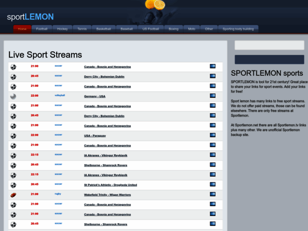 Bienvenue au sportlemon.org page - SportLemon - From Sport - Watch Live ...