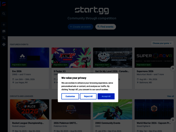 Bienvenue au start.gg page - Start.gg | Community through competition.