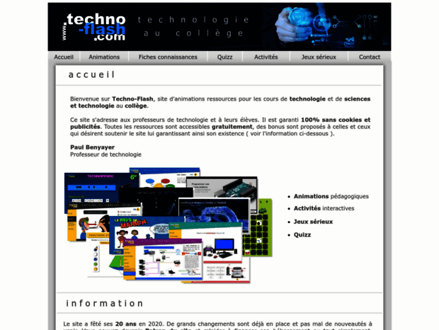 Bienvenue au techno-flash.com page - Technologie College - Animations ...