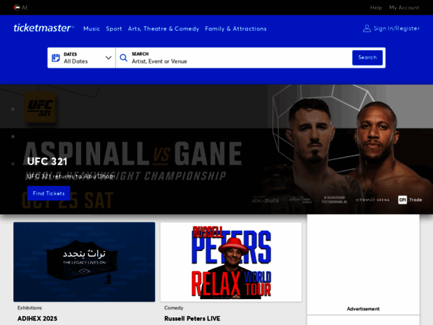 Bienvenue au ticketmaster.ae page - Find tickets for Concerts, Sports ...