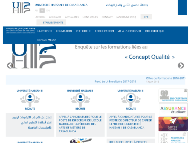 Bienvenue au univcasa.ma page - UNIVERSITE Hassan II de Casablanca.