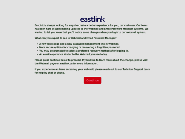 Bienvenue au webmail.eastlink.ca page - Eastlink Webmail.