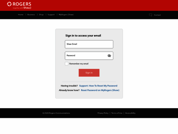 Bienvenue au webmail.shaw.ca page - Sign in · Rogers together with Shaw.