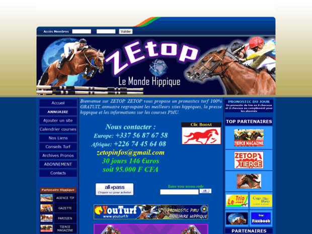 Bienvenue au zetop.info page - ZETOP - Le Monde Hippique.